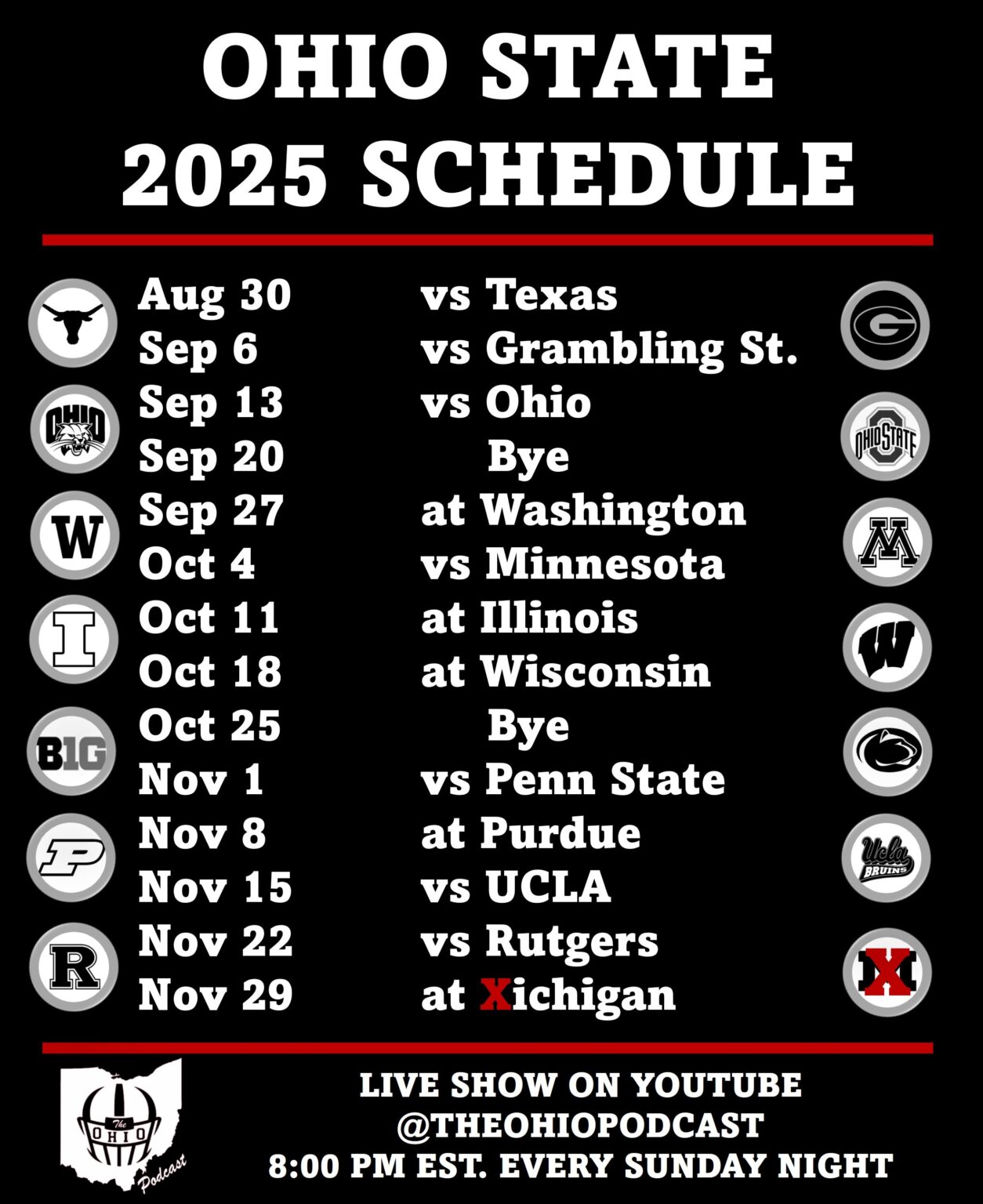Ohio State 2025 Schedule - The Ohio Podcast
